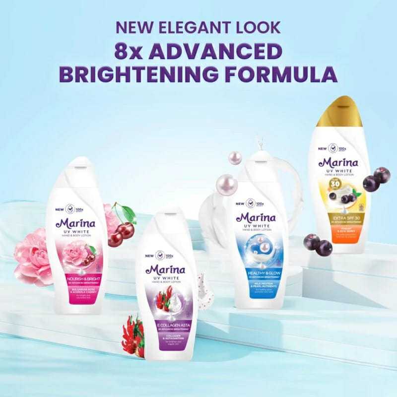 Jual Marina Hand Body Lotion Uv White 185 ML-HBL Marina Original 100% ...