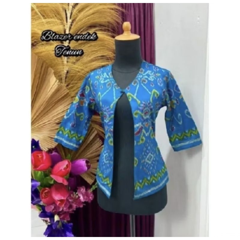 Jual Outer Lalisa Terbaru Blazer Tenun Endek Bali / Atasan Tenun Endek ...