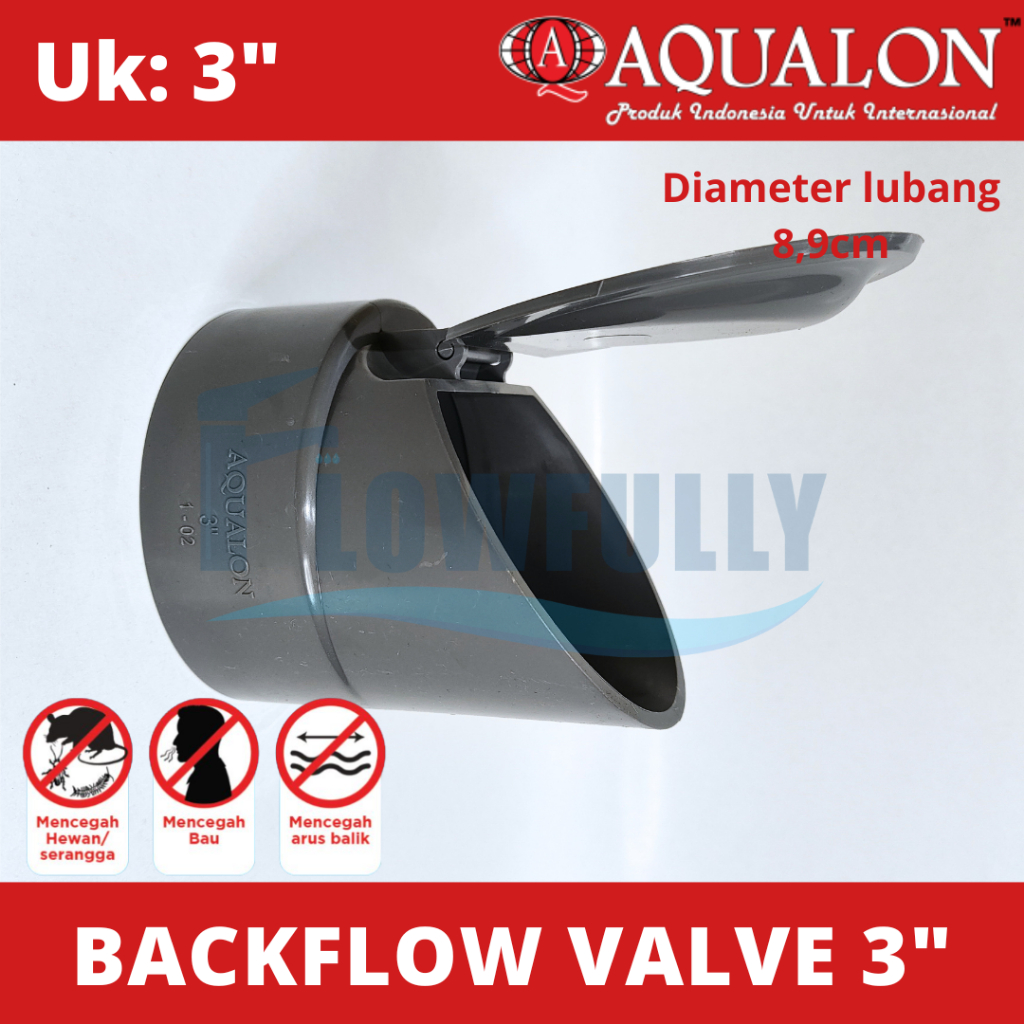 Jual BACKFLOW VALVE 3 INCH AQUALON PVC TUTUP PIPA PEMBUANGAN GOT BACK FLOW 3 DIM | Shopee Indonesia