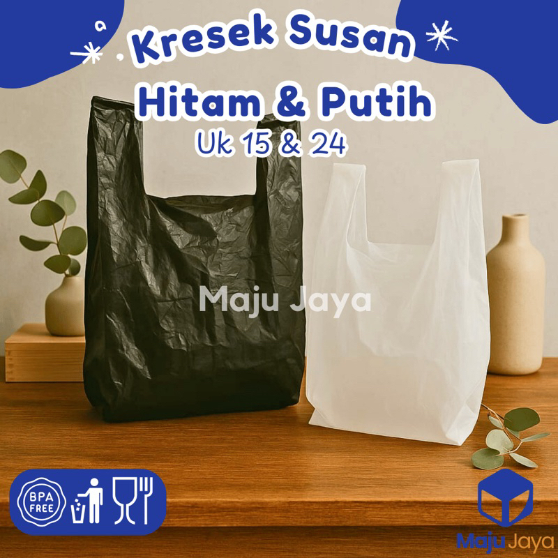 Jual Maju Jaya - Kantong Kresek Susan Hitam Putih uk 15x30 24x40 / Plastik Kresek Jualan ...