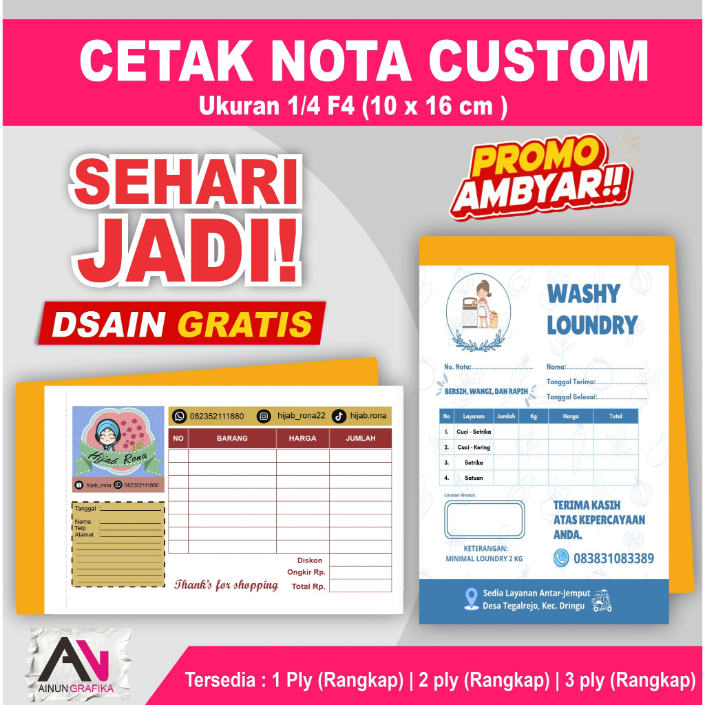 Jual nota 2 ply, nota custom, cetak nota custom, cetak nota custom 2 ...