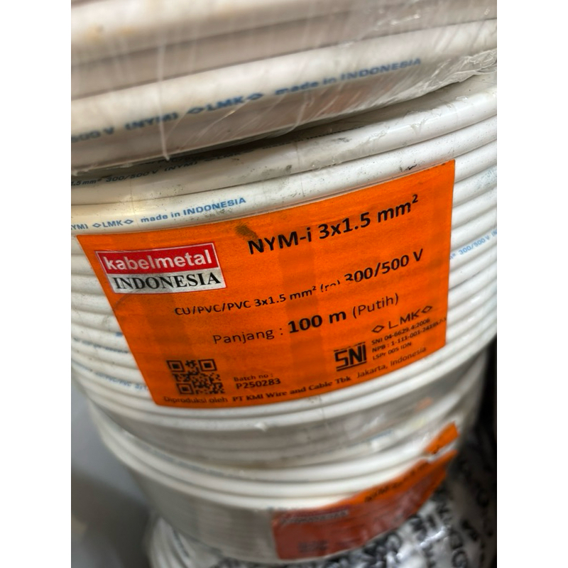 Jual Kabel NYM 3x1.5 3x1,5 METAL KABELMETAL KMI Putih Kawat 50 Dan 100 Meter | Shopee Indonesia