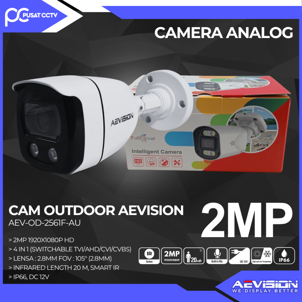 Jual KAMERA CCTV OUTDOOR ANALOG AEVISION 2MP, 1080 FULL HD, COLORVU ...