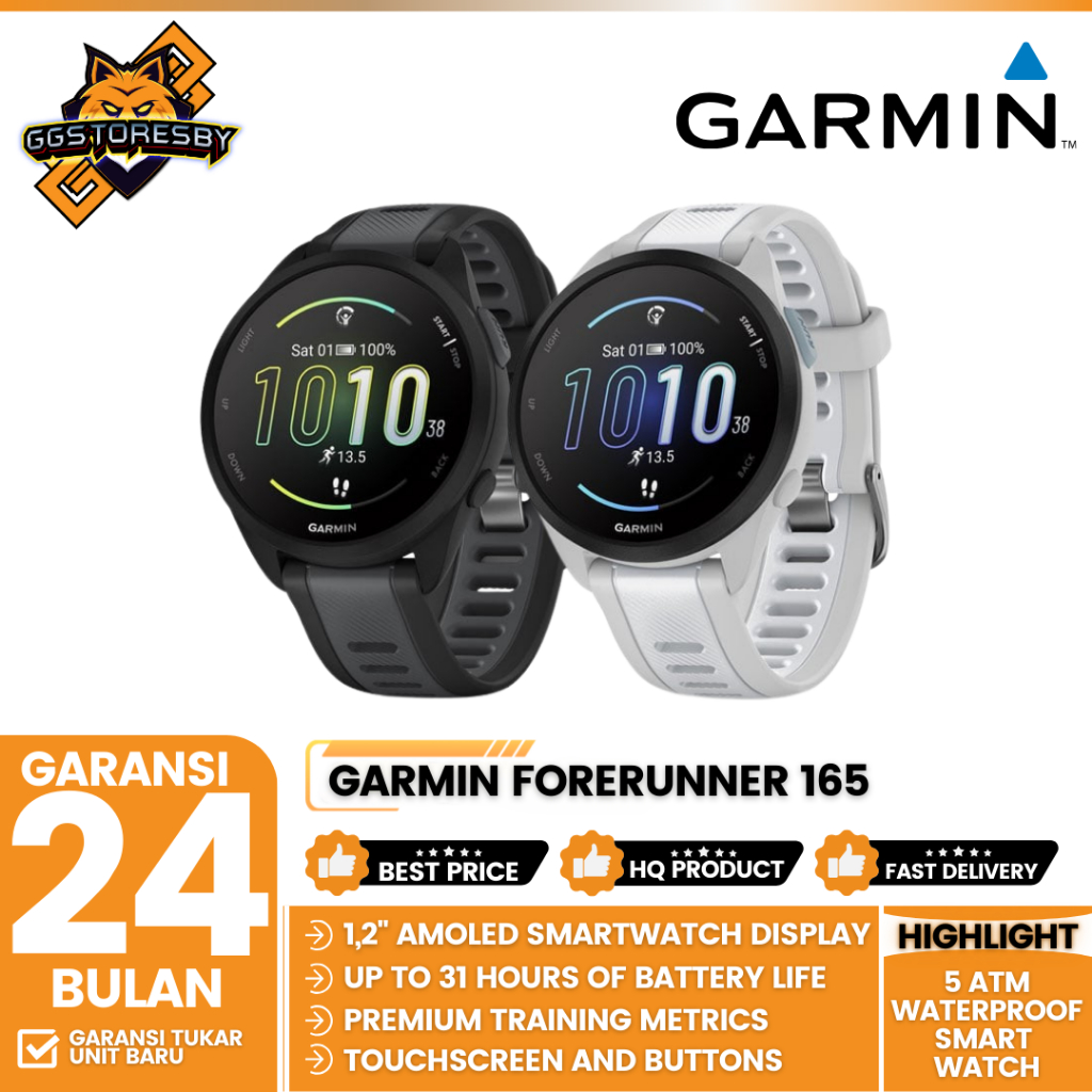 Jual Garmin Forerunner 165 1,2'' Amoled Smartwatch Display 5 Atm ...