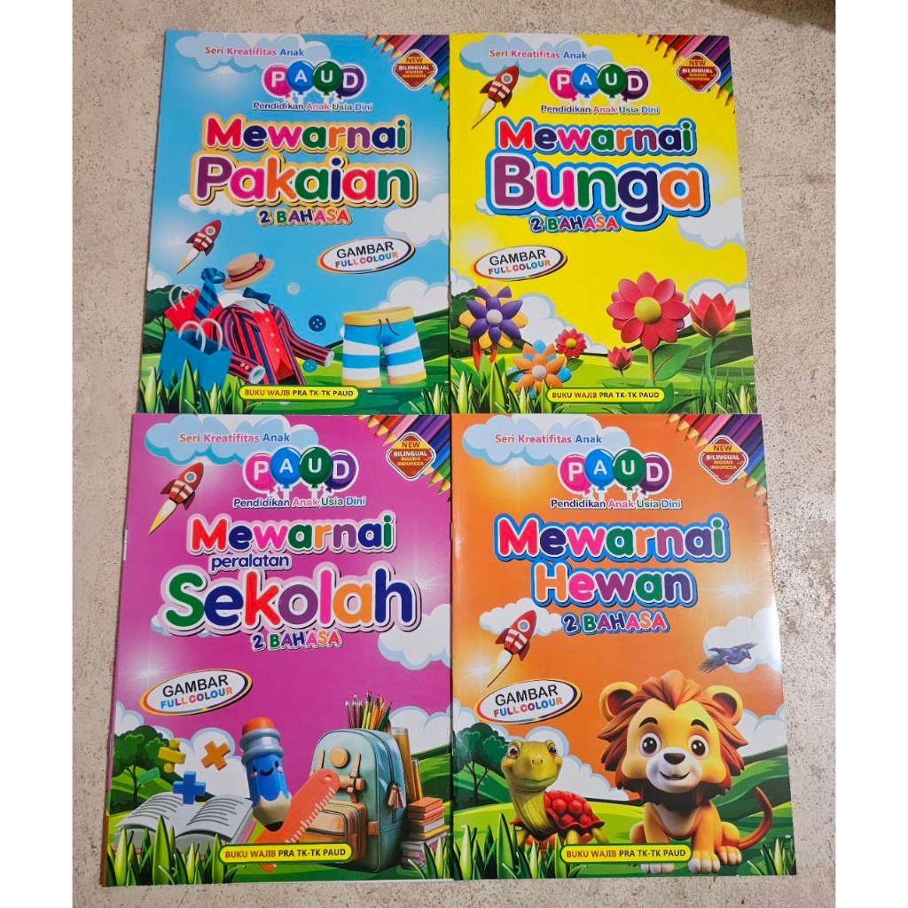 Jual Paket Buku Mewarnai isi 4 Pcs Full Colour ukuran A4 | Shopee Indonesia