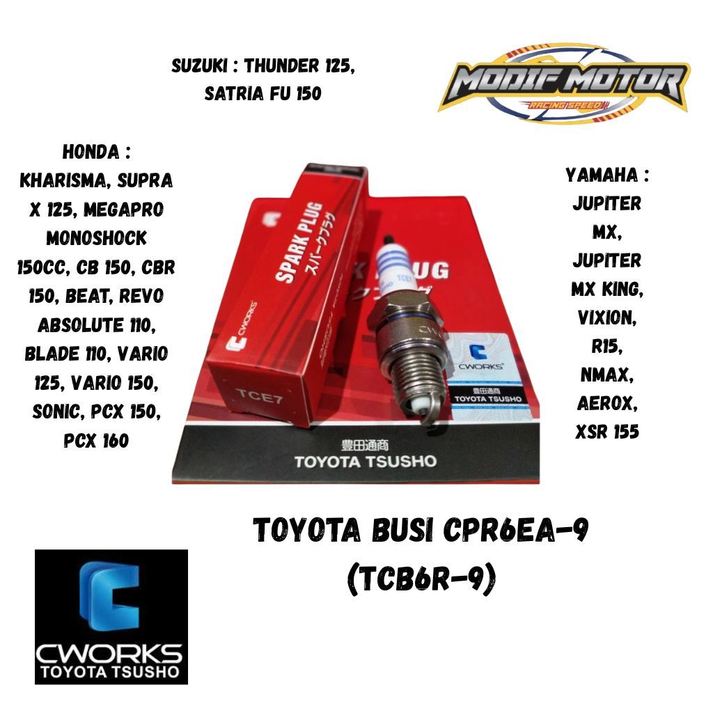 Jual Cworks Toyota Tsusho Spark Plug Busi Tipe CPR6EA-9 (TCB6R-9 ...