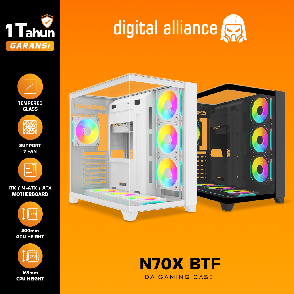 Jual DIGITAL ALLIANCE PC CASING N70X BTF ATX BLACK/WHITE W/TYPE-C (7 ...