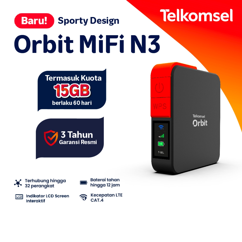 Jual Telkomsel Orbit Mifi N3 Portable Modem Wifi 4G High Speed Bonus ...