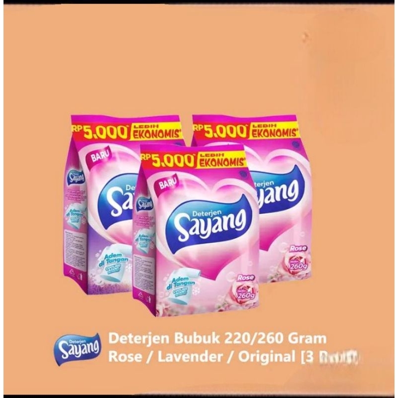 Jual Deterjen SAYANG 5000 ROSE 220g Sayang pencuci pakaian | Shopee ...