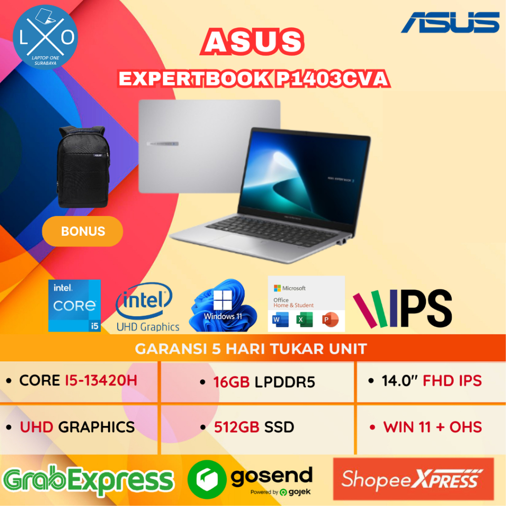 Jual Laptop Asus Expertbook i5 13420H 16GB 512GB 14" FHD Windows 11 ...
