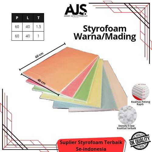 Jual Styrofoam Mading ukuran 40x60x1cm / Styrofoam Warna / Styrofoam ...