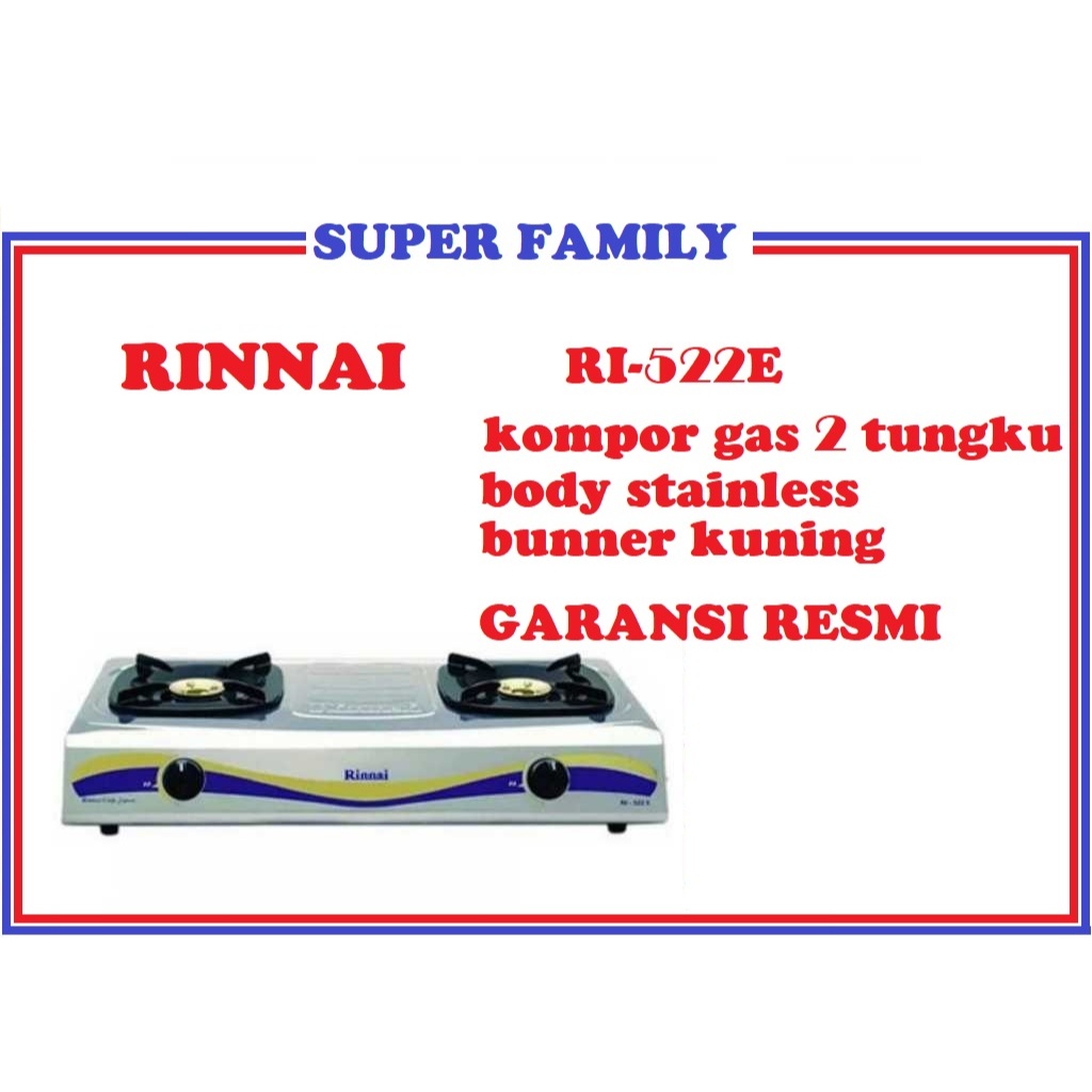 Jual Kompor Gas Rinnai RI 522E Stainless Kompor Gas 2 Tungku Stainless ...