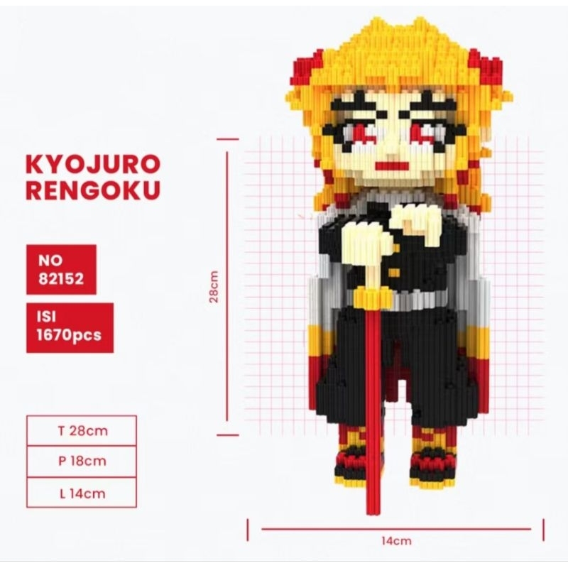 Jual SALE‼️ Nano Blocks I Demon Slayer Rengoku Medium Series 3D Model ...