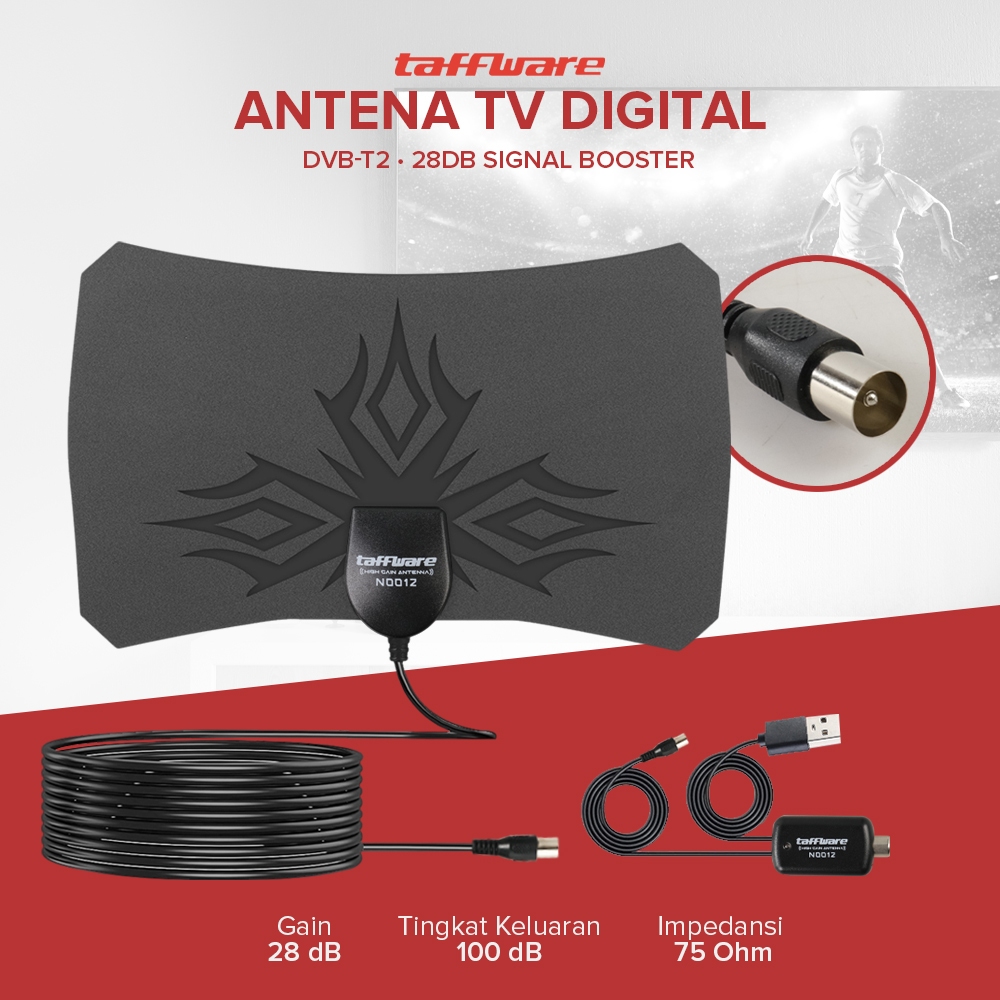 Jual Taffware Antena TV Digital Indoor DVB-T2 28dB Signal Booster ...