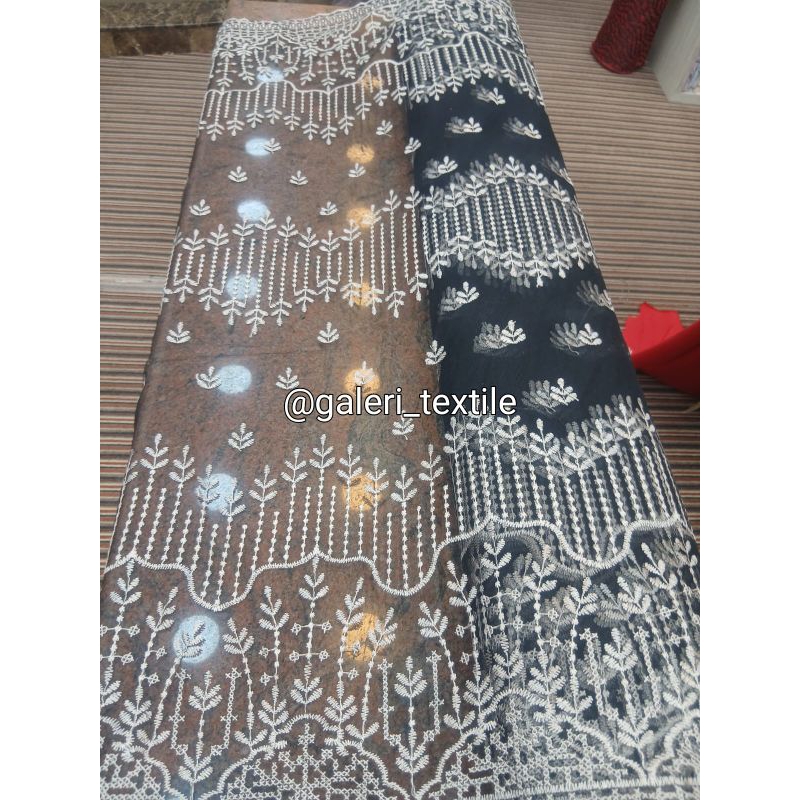 Jual Kain Tile Etnik spesial warna hitam bordir silver dan nude bordir ...