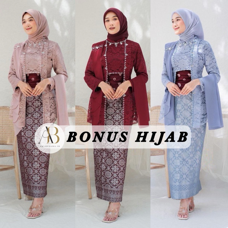 Jual Free Hijab Kebaya Kutu Baru Modern Kebaya Wisuda Lamaran Tunangan Set Kutubaru Full Payet ...