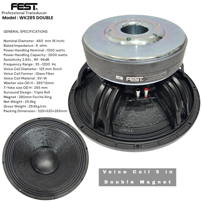 Jual Speaker Component Fest WK285 Double Original Transducer 18 inch ...