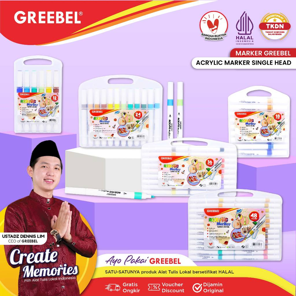 Jual Acrylic Marker Single Head Spidol Akrilik Satu Mata Greebel ...