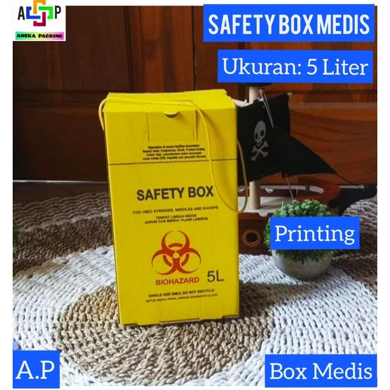 Jual Safety Box Medis 5 liter( Printing) /Tempat Sampah Medis/Limbah ...