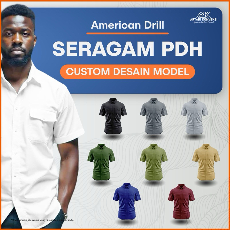 Jual SERAGAM PDH POLOS MURAH | CUSTOM DESAIN | PREMIUM AMERICAN DRILL ...