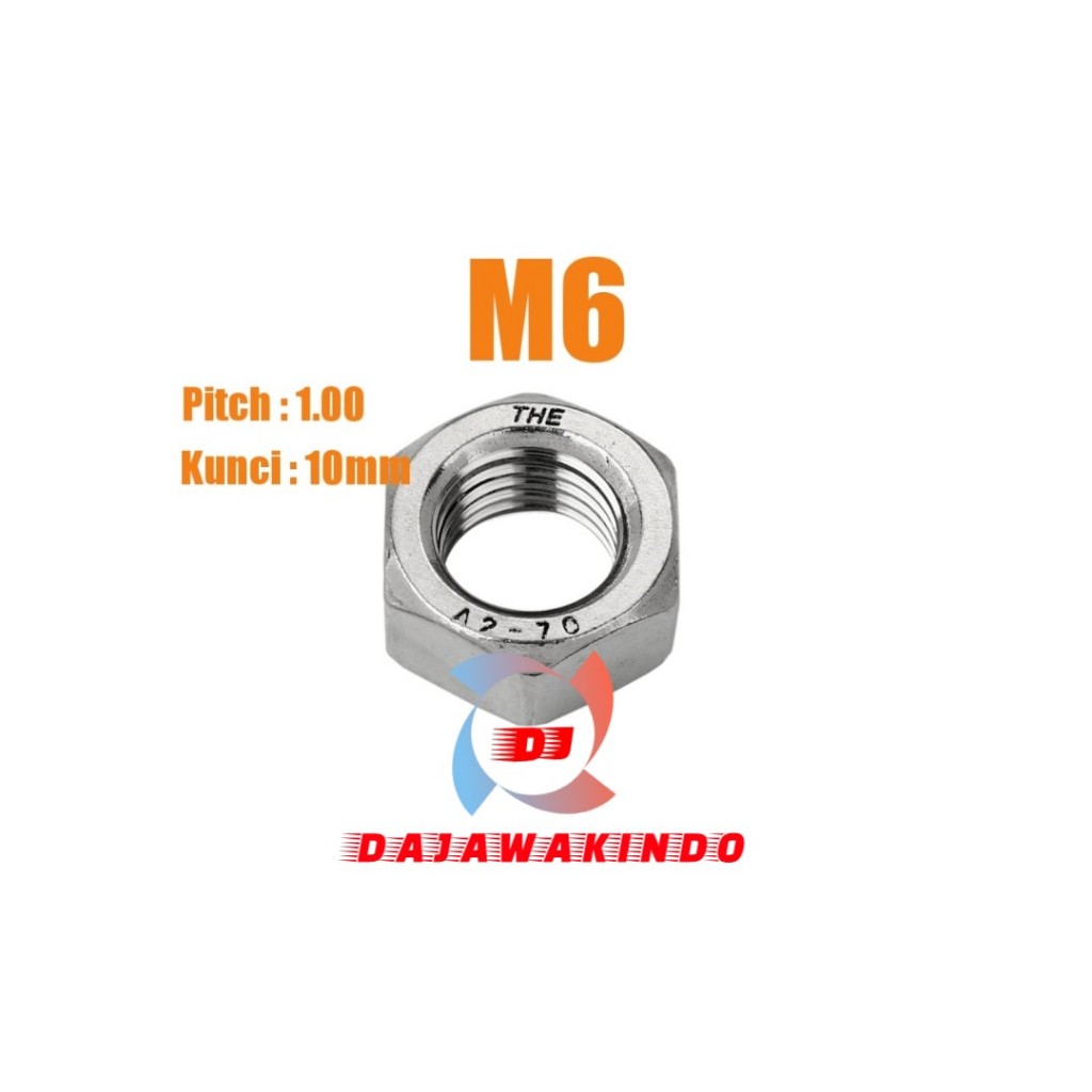 Jual Mur SS 304 / M6 Hex Nut Stainless Steel | Shopee Indonesia