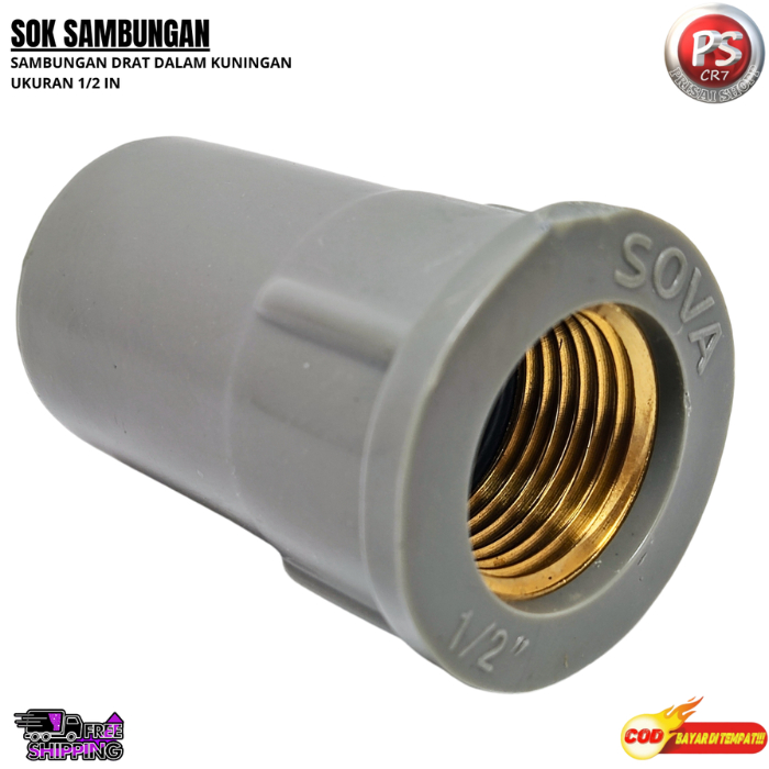 Jual SDD SOK DRAT DALAM KUNINGAN 1/2''inchi/SOK DRAT DALAM KUNINGAN UKURAN 1/2"IN SAM BUNGAN ...