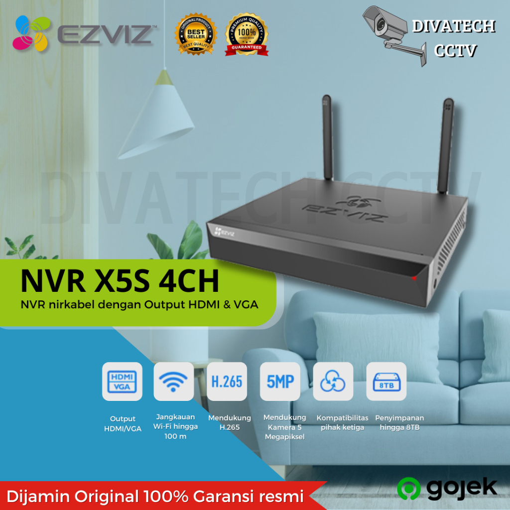 Jual NVR EZVIZ X5S WIRELES 4CH NVR WIFI CAMERA UP TO 8MP | Shopee Indonesia