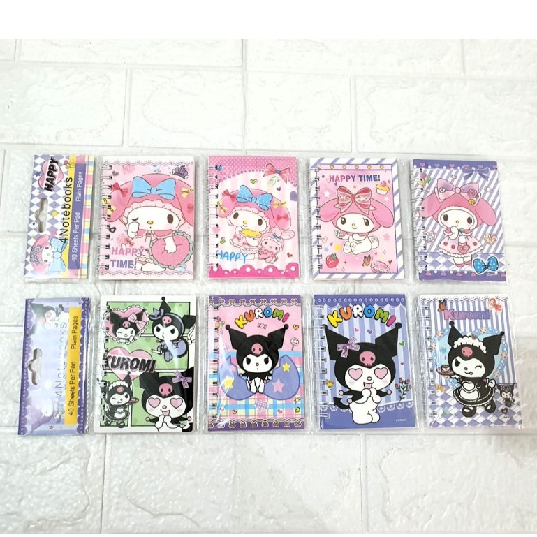 Jual Notebook Spiral Karakter Fancy Kuromi Set ISI 4 pcs / Buku Catatan ...