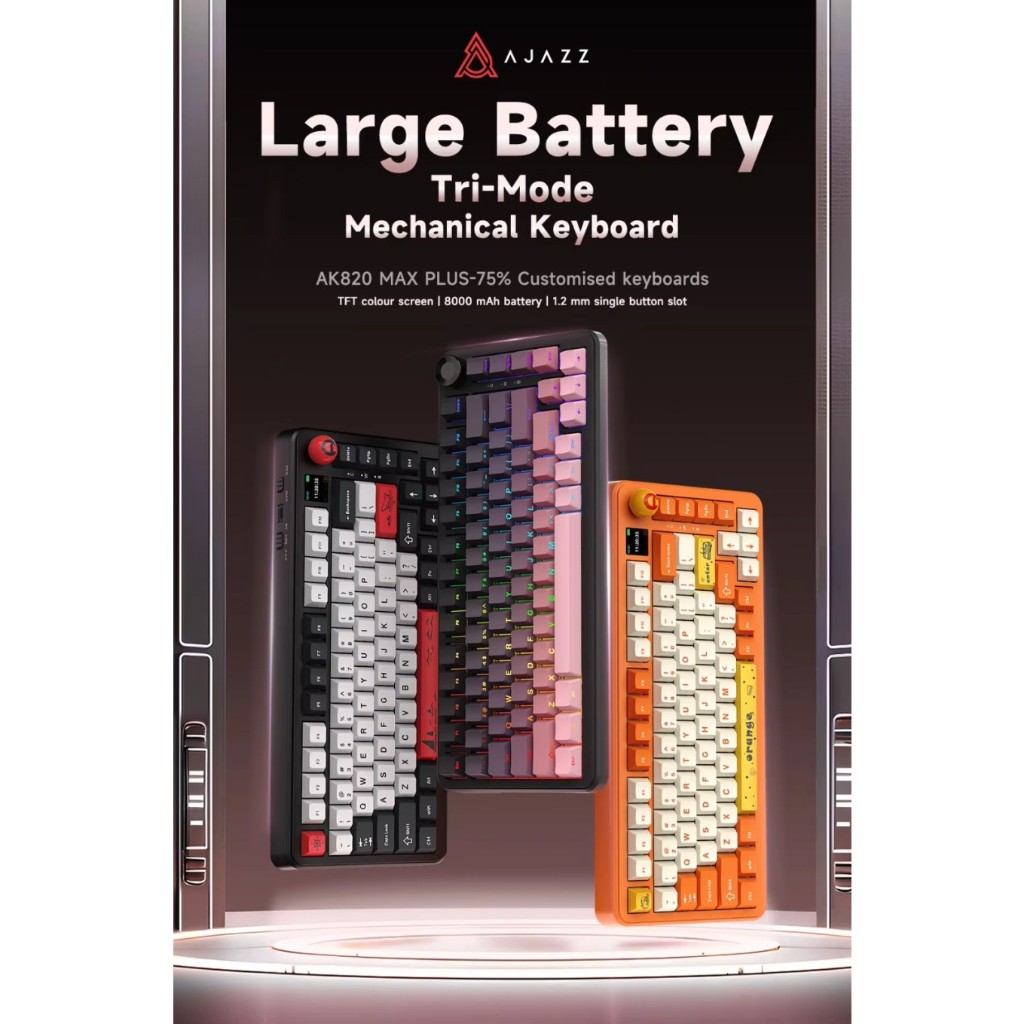 Jual Ajazz AK820 MAX PLUS / AK-820 MAX + [With Screen] Gaming Keyboard Tri Mode 8000mAh Gasket ...