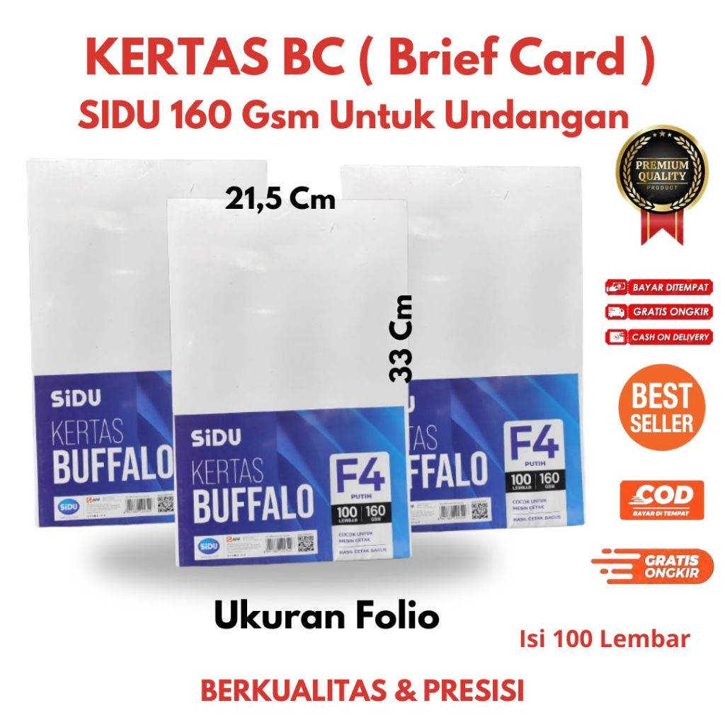 Jual SIDU 160 gsm Kertas BC Brief Card Undangan Kertas Manila Ukuran ...