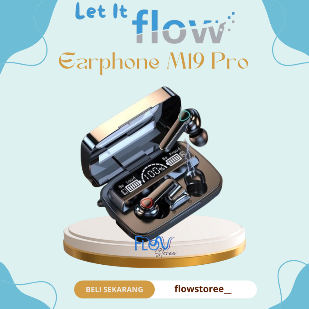 Jual Flow Earphone Bluetooth TWS M19 PRO Digital Indicator V5.3 ...