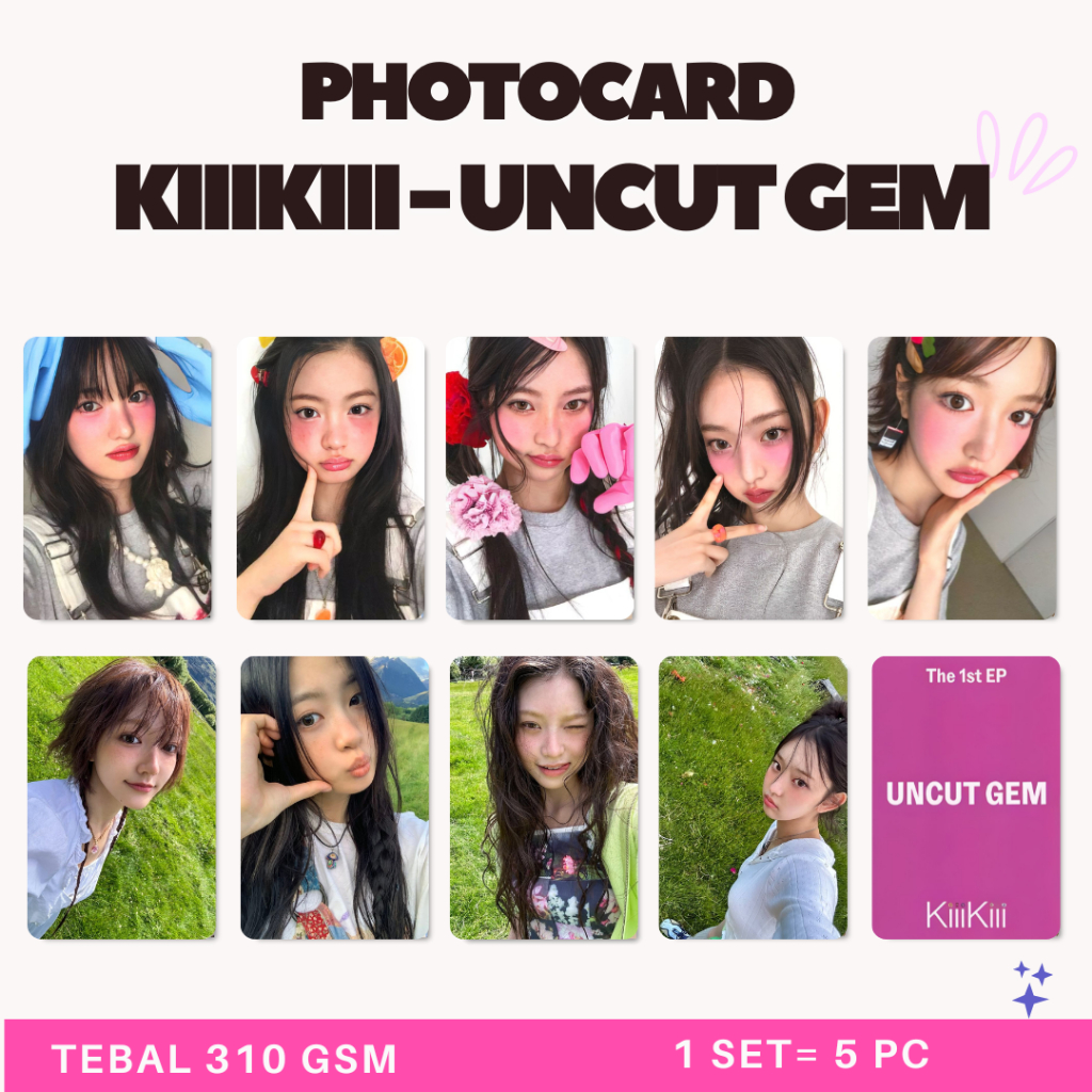 Jual Photocard KiiiKiii Uncut Gem - fotocard Kiiikiii merch haum kya jiyu lessol sui (isi 5 PCS ...