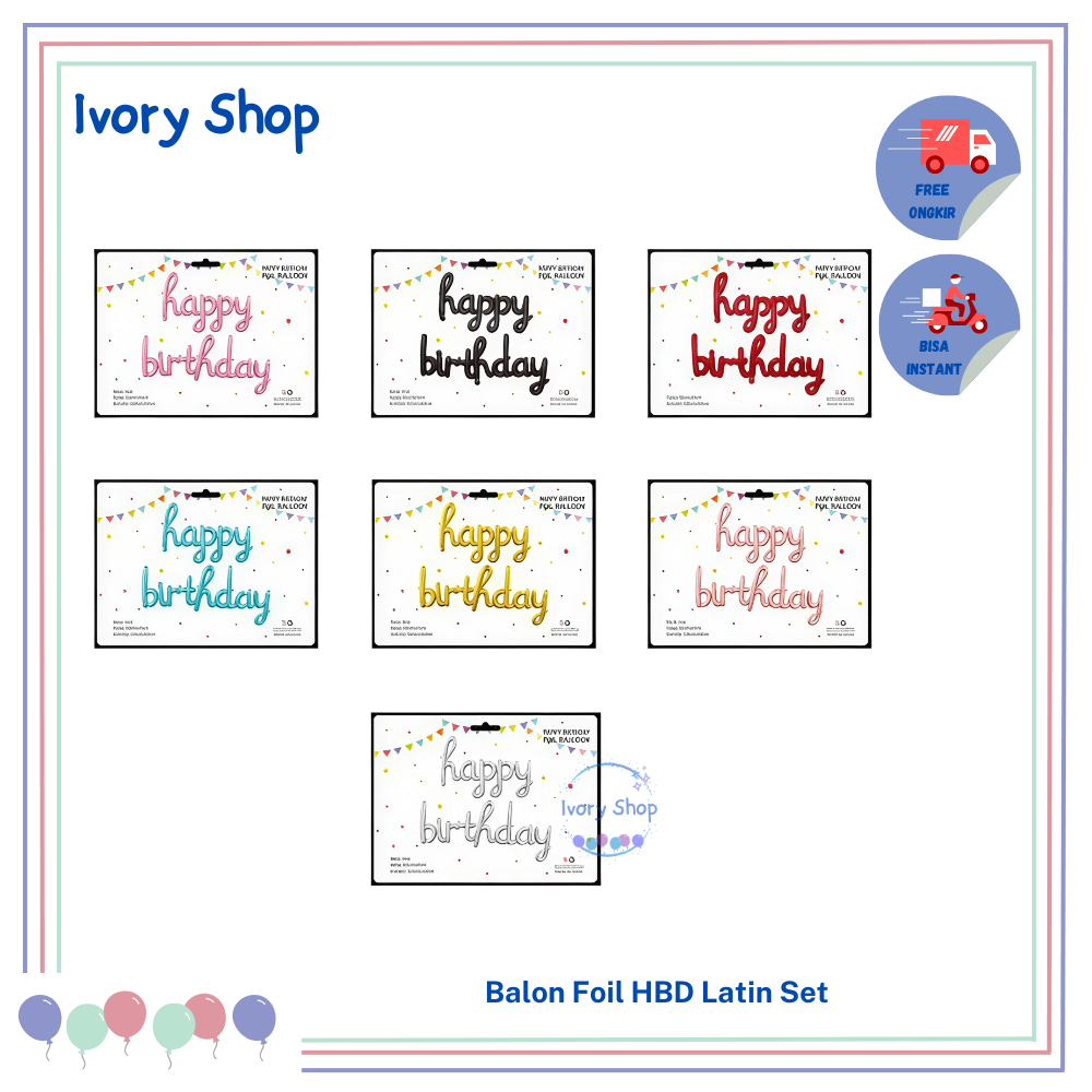Jual Balon Foi HBD Set Latin Dekorasi Huruf Happy Birthday Sambung ...