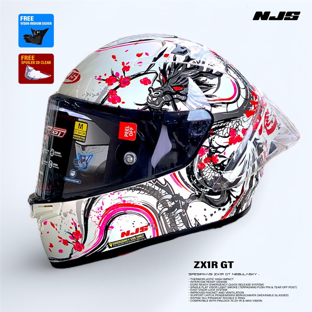 Jual NJS ZX-1R GT Shenlong Full Face Helm | Shopee Indonesia