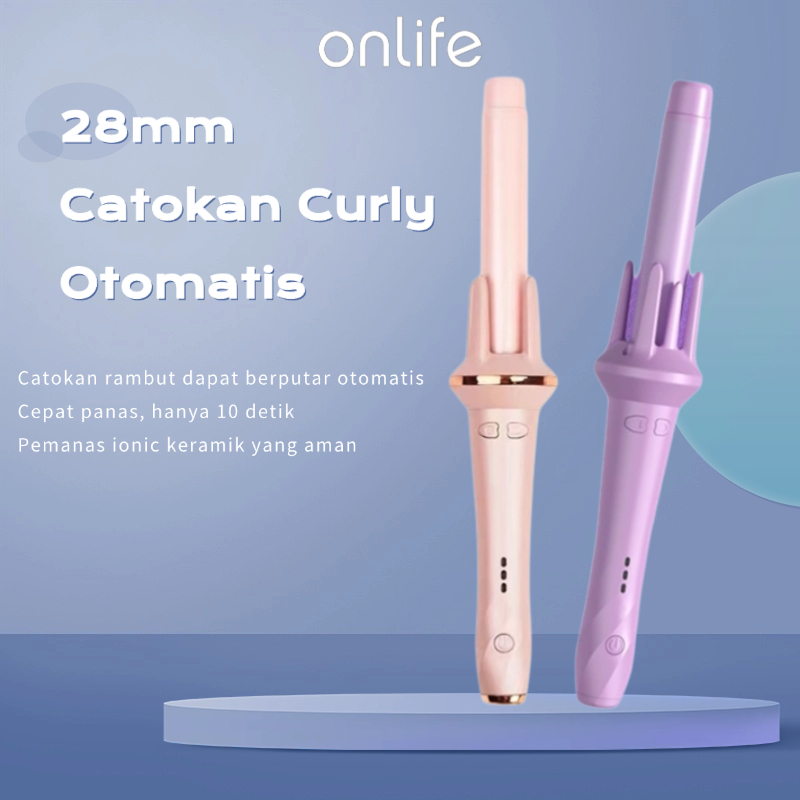 Jual Catokan Curly Otomatis 28MM Curly Rambut Keriting UNGU Keramik Automatic Hair Curler ...