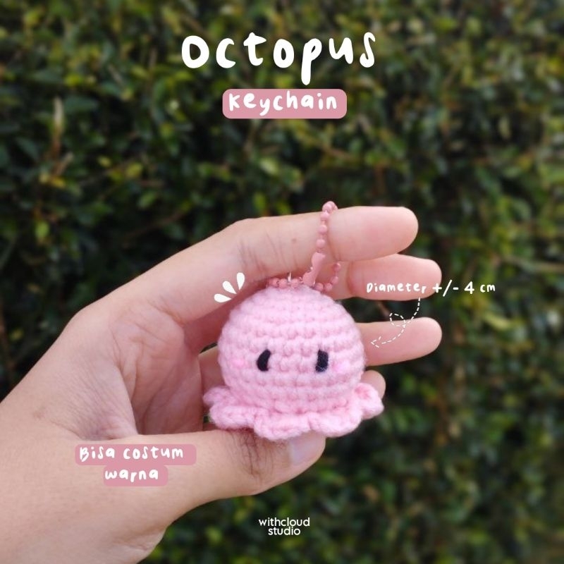 Jual (Real pict 100%) Mini Octopus keychain | Gantungan Kunci/Tas Rajut ...