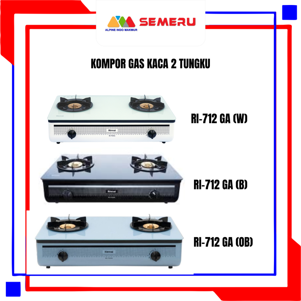 Jual RINNAI Kompor Gas Kaca 2 Tungku RI-712 GA GARANSI RESMI | Shopee Indonesia