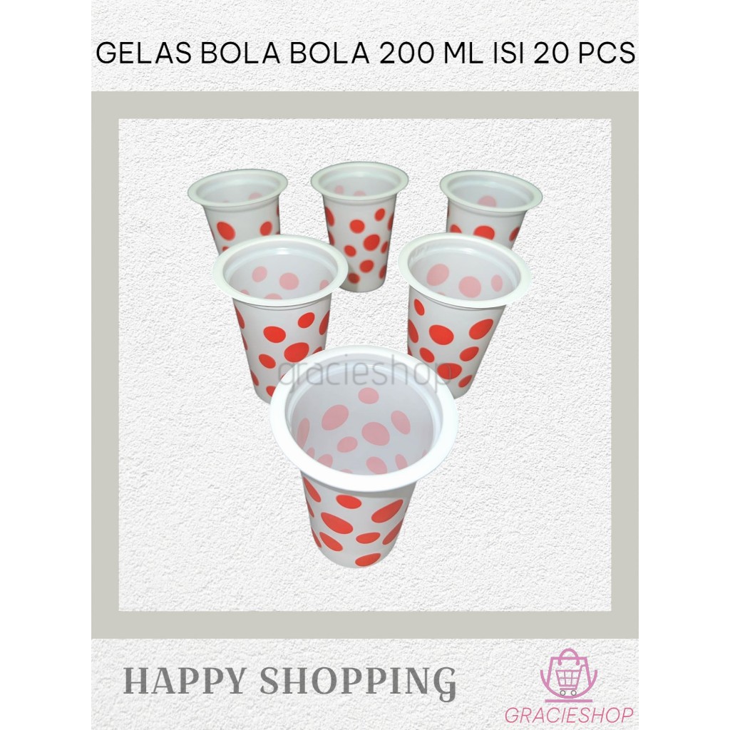 Jual Gelas Plastik Bola Bola 200 ml isi 20 pcs / Gelas Plastik Bola ...