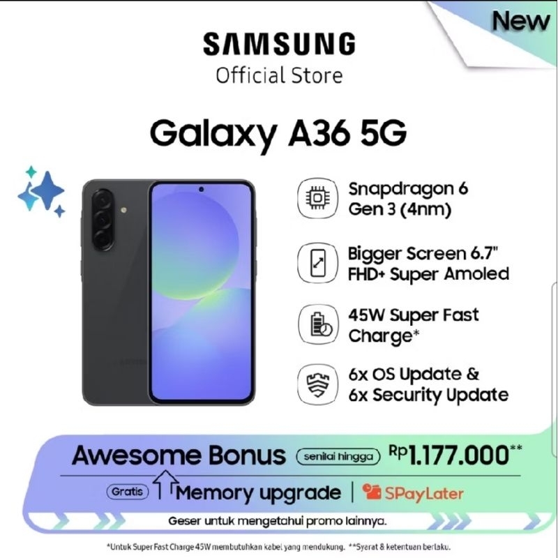 Jual SAMSUNG A36 5G 8GB/256GB ORIGINAL 100% BERGARANSI RESMI FREE ...