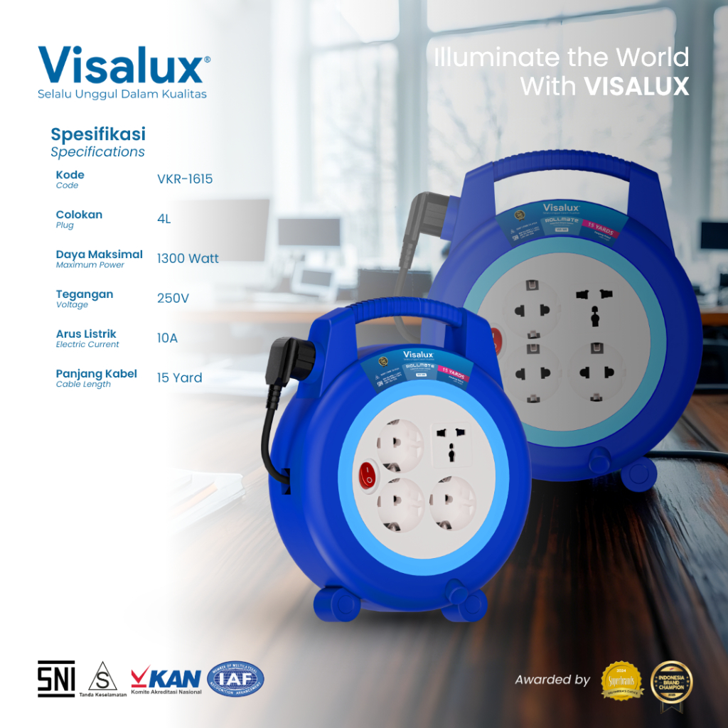 Jual Visalux Rollmate Cord Reel with Switch 15 Yard - Kabel Roll ...