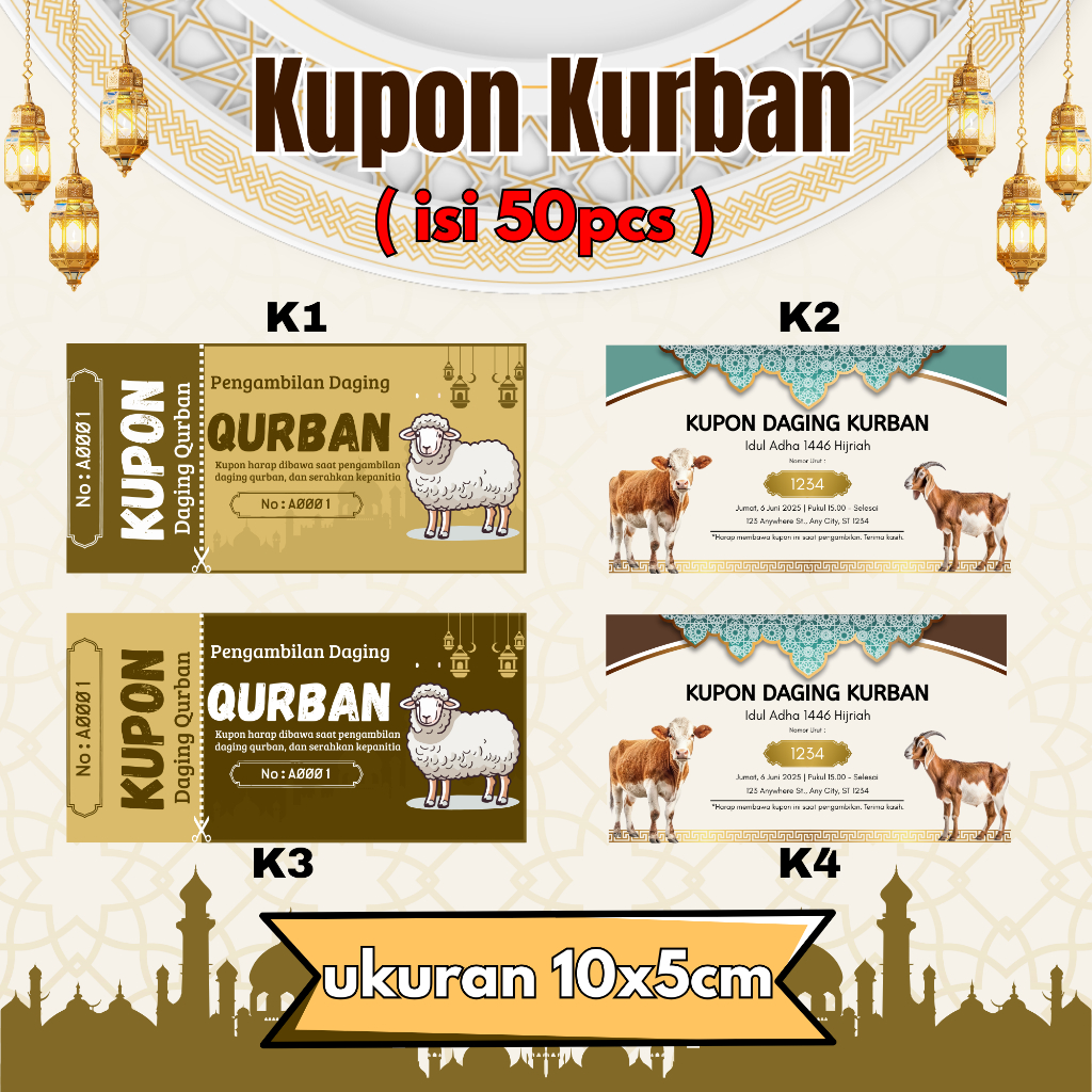 Jual KUPON DAGING KURBAN ISI 50pcs CUSTOM/ KUPON DAGING/ KUPON IDUL ADHA/ KUPON PENGAMBILAN ...