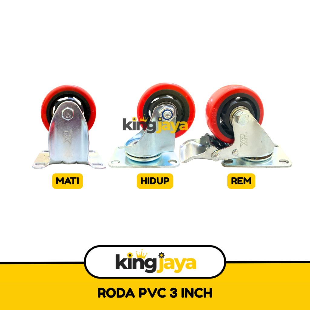 Jual RODA TROLI PVC 3 INCH / RODA TROLLEY PVC MERAH 3" HIDUP MATI REM ...