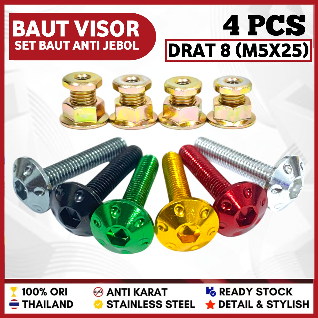 Jual BAUT VISOR WINDSHIELD CNC SET BAUT ANTI JEBOL UNIVERSAL NMAX PCX ...
