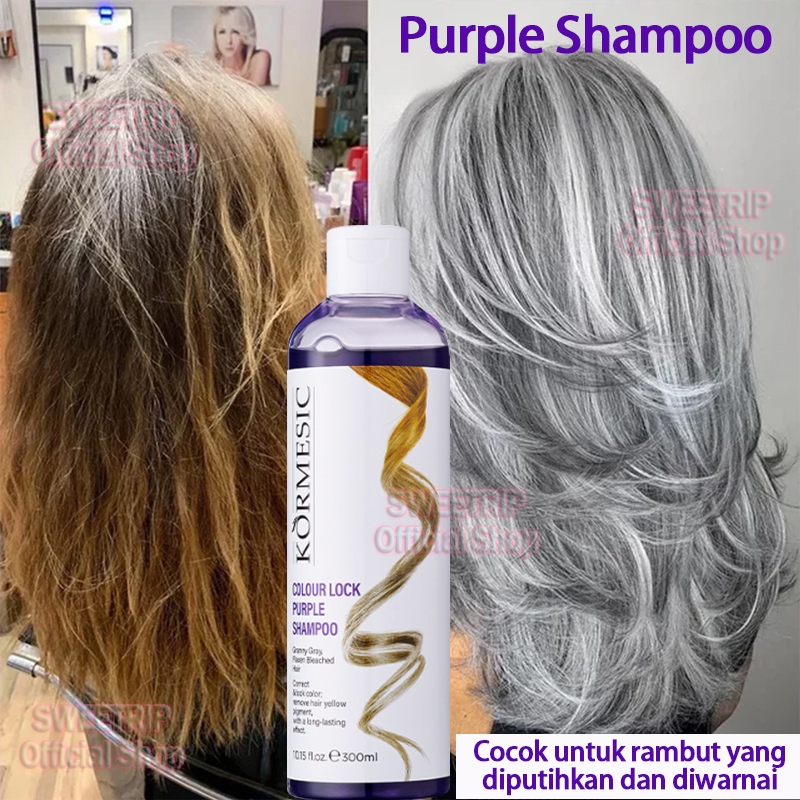 Jual Purple Shampoo 300ml hair color shampoo no yellow with Anti-Brass ...