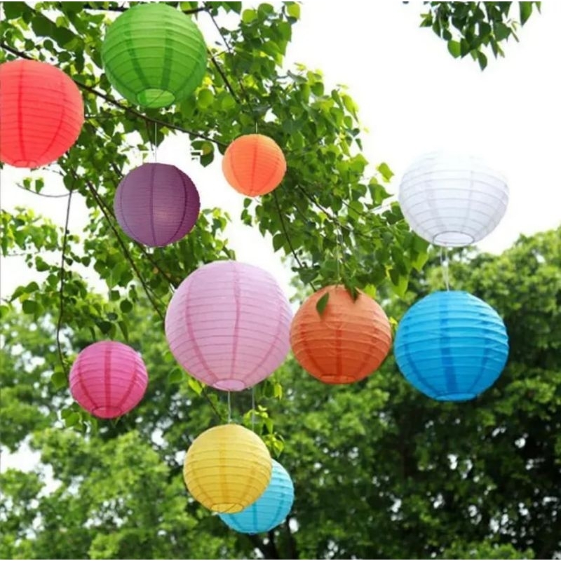 Jual LAMPION BULAT WARNA WARNI LAMPION GANTUNG BAHAN KAIN UNTUK ...