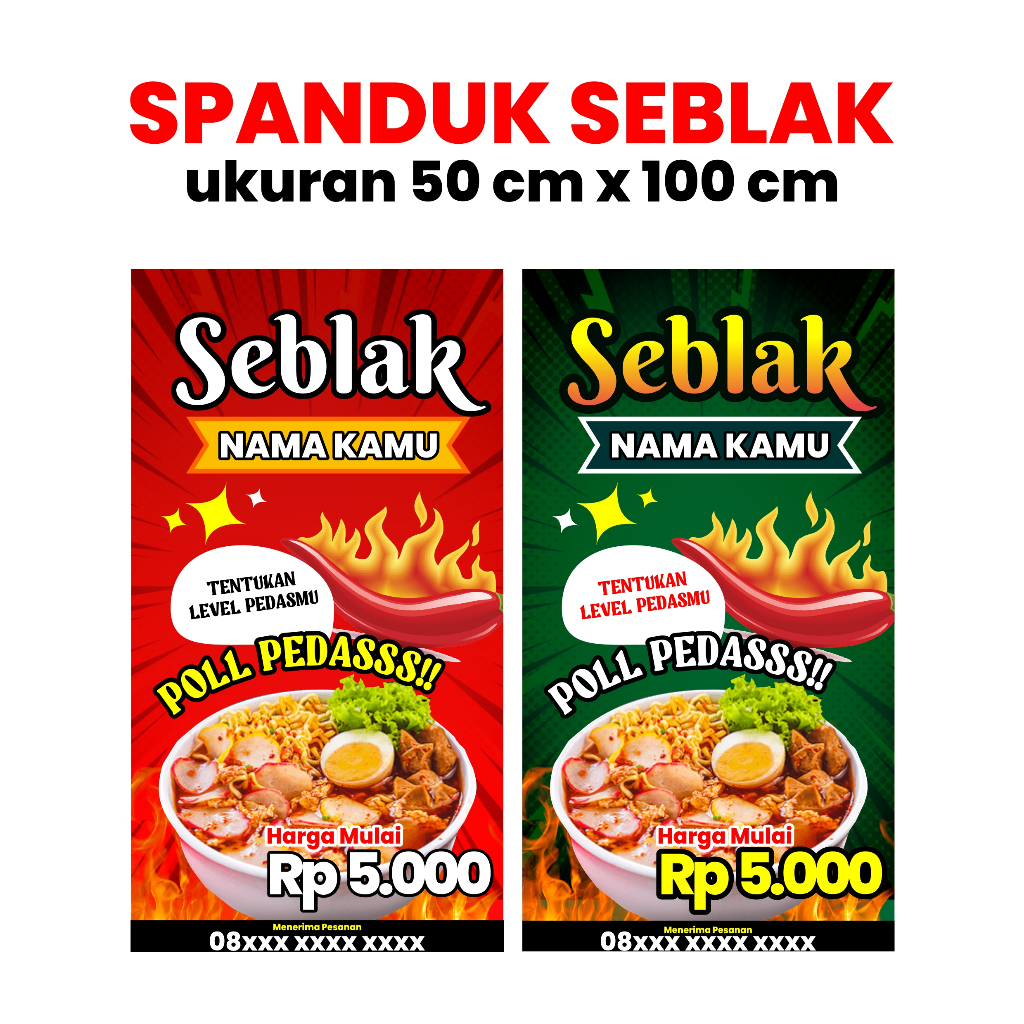 Jual Spanduk Warung Seblak/Banner Kedai Seblak CUSTOM (EDIT NAMA ...