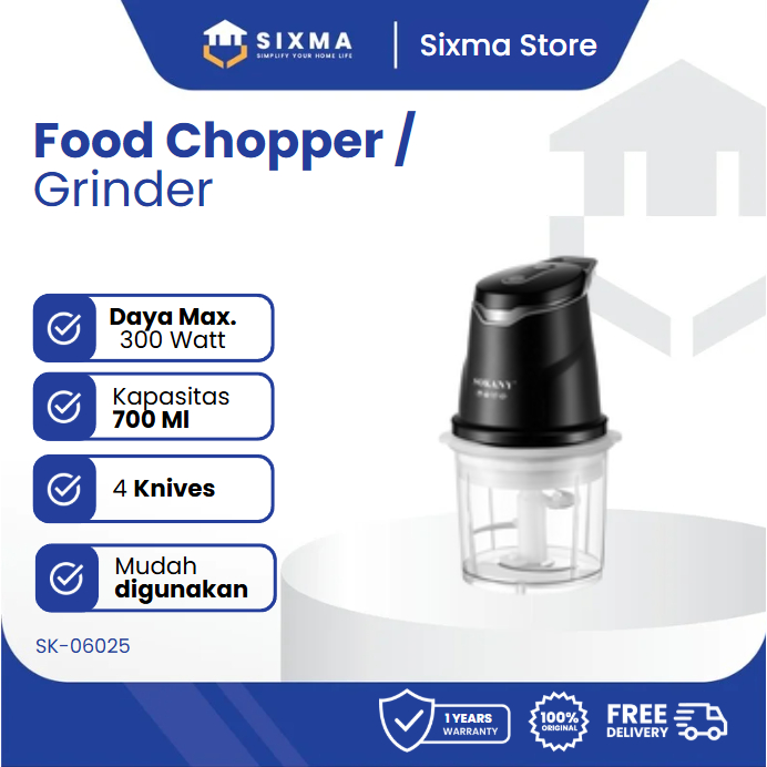 Jual Mini Chopper Blender 700 Ml Low Watt Serbaguna Sixma SK-06025 | Shopee Indonesia