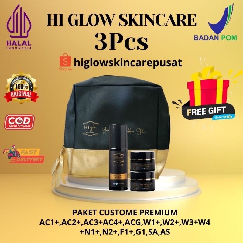 Jual PAKET CUSTOME PREMIUM HI GLOW SKINCARE(Ac1+, Ac2+, Ac3+, Ac4+, Acg+, N1+, N2+, F1+, W1+, W2 ...