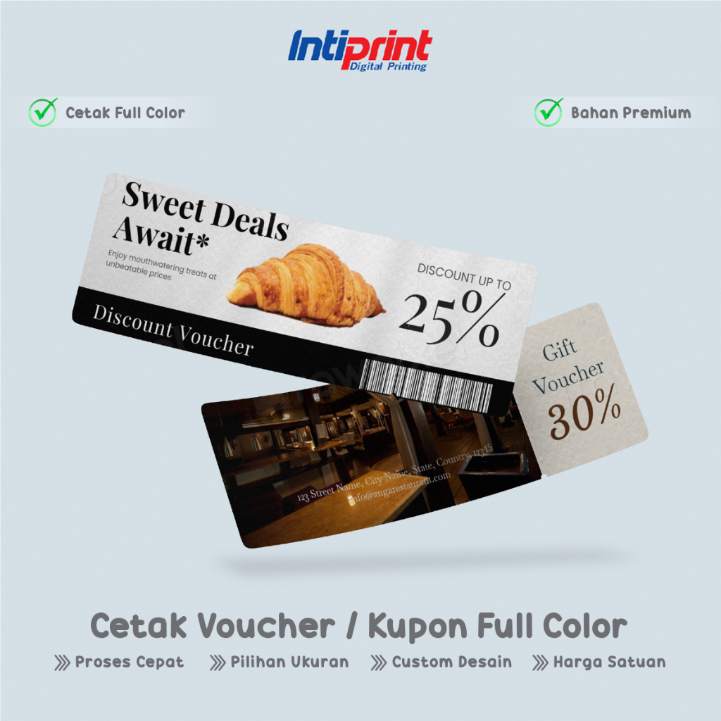 Jual Cetak Voucher Ukuran 14 x 6 Cetak Kupon Voucher Makanan Voucher ...