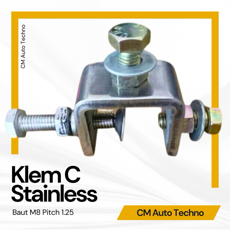 Jual Klem U clamp C klem serbaguna bahan stainless baut M8 pitch 1.25 ...